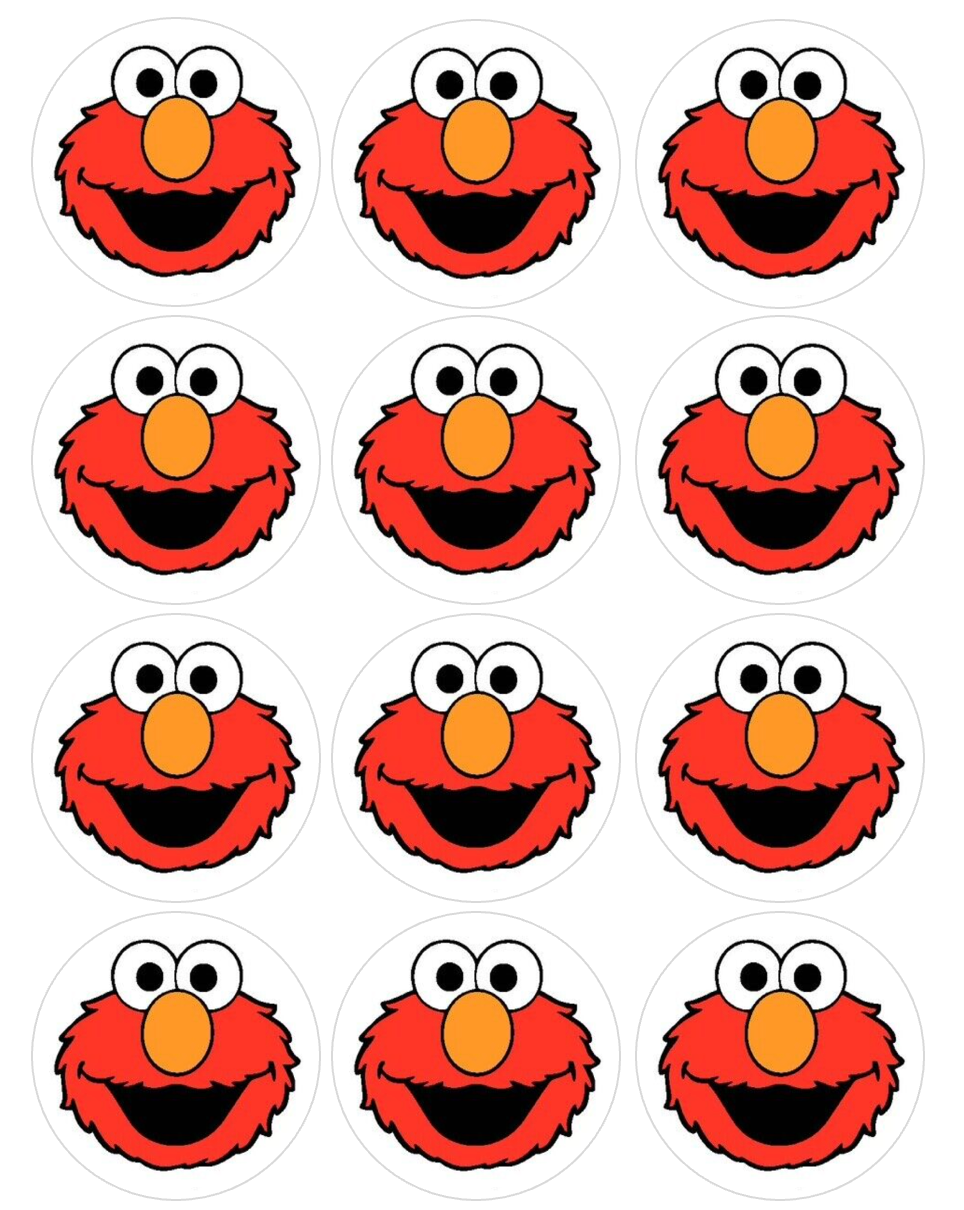 Set of 12 "Elmo, Sesame Street" pre cut edible image discs for dessert ...